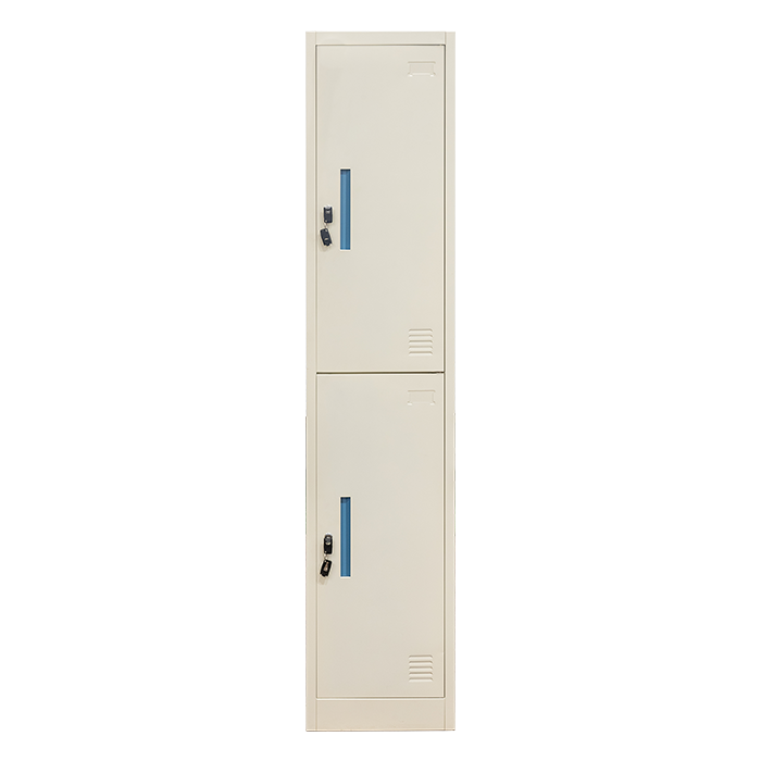 Jual STERLING METAL LOCKER 2DOORS WHITE/BLUE HANDLE (U/1) - Myleben